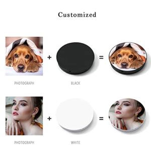 Customized Photo Foldable Cell Phones Stand and Tablets Holder,Detachable Personalized Pop Phone Socket, Wireless Charger Supported-Round Black