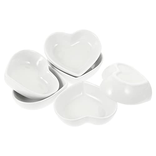 Anneome 6pcs Chip Shaped Decorative Multipurpose Bowl Nuts Japanese Heart Condiment Droies Sushi White Tray Appetizer Porcelain Sauces Ceramic Cookie Dip Wedding Holder Decoration