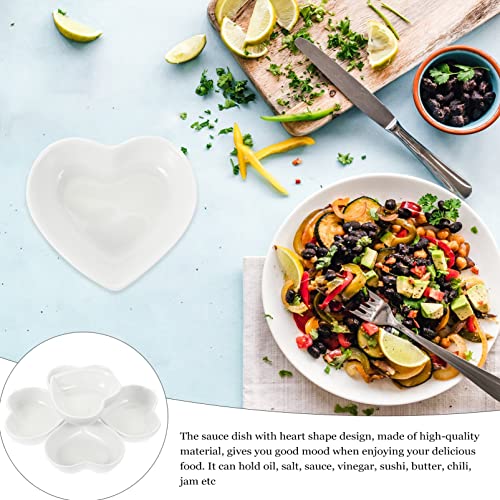 Anneome 6pcs Chip Shaped Decorative Multipurpose Bowl Nuts Japanese Heart Condiment Droies Sushi White Tray Appetizer Porcelain Sauces Ceramic Cookie Dip Wedding Holder Decoration