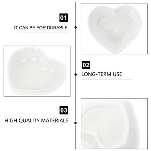 Anneome 6pcs Chip Shaped Decorative Multipurpose Bowl Nuts Japanese Heart Condiment Droies Sushi White Tray Appetizer Porcelain Sauces Ceramic Cookie Dip Wedding Holder Decoration