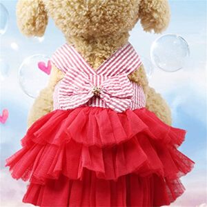 HonpraD Dog Dress for Large Dogs Girl Clothing Cat Jacket Pet Supplies Striped Suspender Mesh Skirt Dress New Year Eve Dresses for Dogs