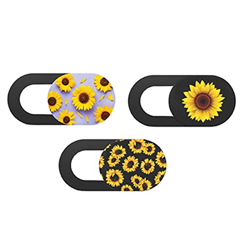 KOMBIUDA Ipads 3pcs Ultra- Your Computer Prvacy Ultra-Thin Slide Slider Lens Webcam Sunflower Laptop Cover Visual Printed Thin Privacy Camera Lid Universal Cartoon Webcam Cover