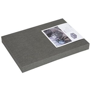 Bigso Karin KD Collapsible Storage Box | Photo Storage Box with Labelframe for Easy Identification | Simple Assembly without Tools | Decorative Storage Boxes with Lids | 8.9″x12.4″x5.4″ | Grey