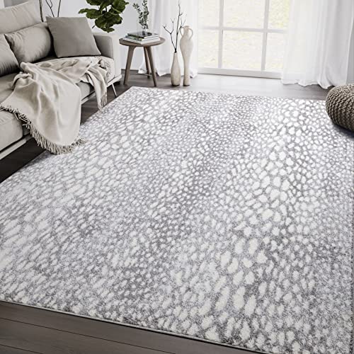 Abani Area Rug - 5x8 - Antelope Collection - Indoor Use - Grey & Cream Animal Print - Medium Pile-Turkish Made-Stain & Shed Resistant Livingroom Bedroom Kitchen Office-Safe for Kids & Pets-Soft Feel