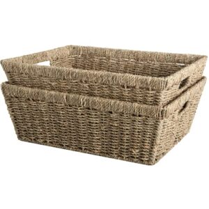 storageworks wicker baskets, seagrass baskets for organizing, seagrass storage baskets with built-in handles, large, 2 pack