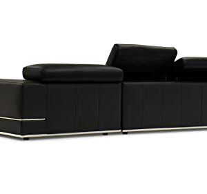 Zuri Furniture Encore 122" Right-ChaiseModern Sectional - Full Grain Leather in Black