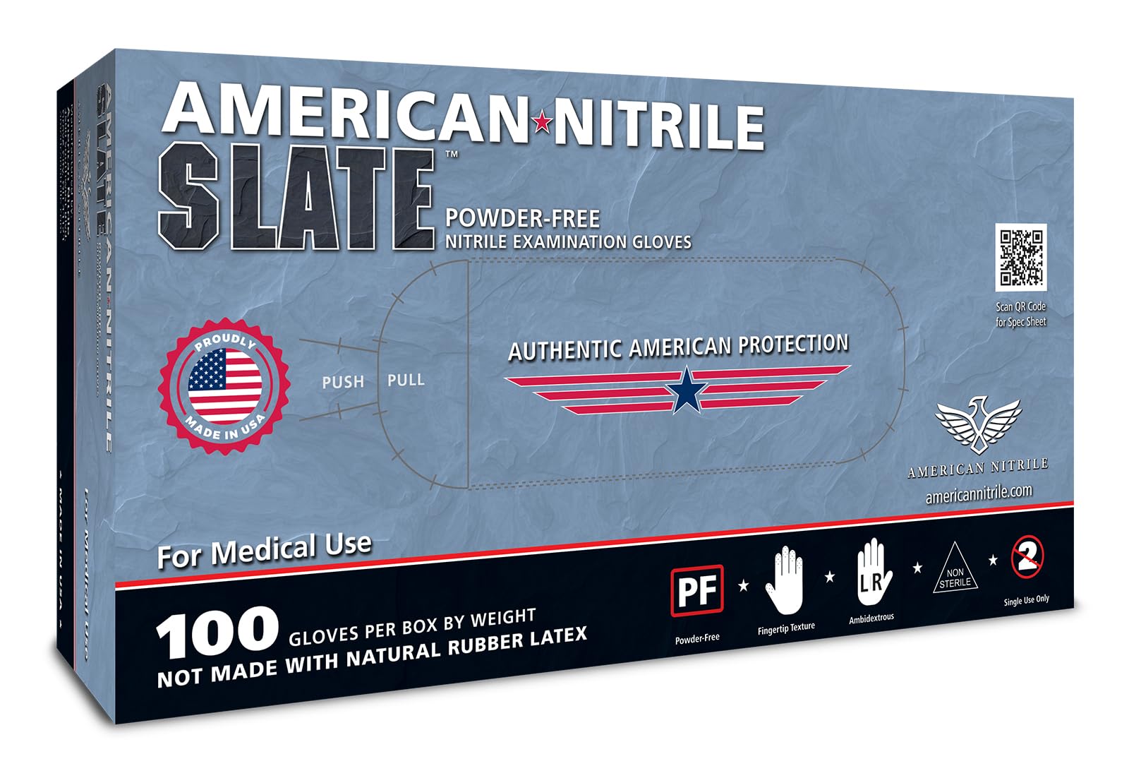 American Nitrile – Slate Powder Free Nitrile Gloves – Latex Free Disposable Gloves – Made in the USA