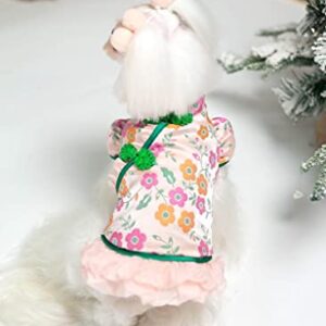 TaniWina Pet Clothing Cheongsam Chinese New Year Winter Clothes pet Clothing for Small Dogs (XS)