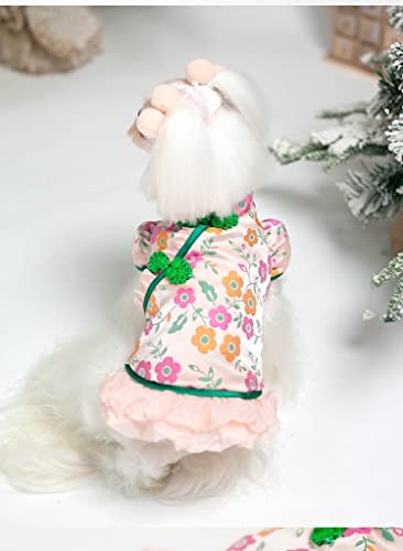 TaniWina Pet Clothing Cheongsam Chinese New Year Winter Clothes pet Clothing for Small Dogs (XS)