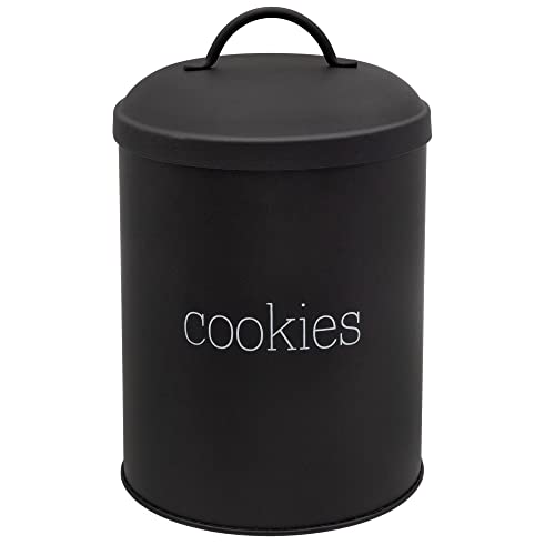 AuldHome Black Enamelware Cookie Jar, Large Modern Farmhouse Treats Canister