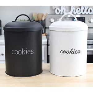 AuldHome Black Enamelware Cookie Jar, Large Modern Farmhouse Treats Canister