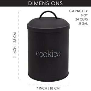 AuldHome Black Enamelware Cookie Jar, Large Modern Farmhouse Treats Canister