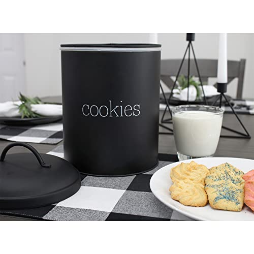 AuldHome Black Enamelware Cookie Jar, Large Modern Farmhouse Treats Canister