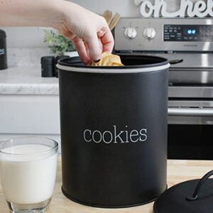 AuldHome Black Enamelware Cookie Jar, Large Modern Farmhouse Treats Canister