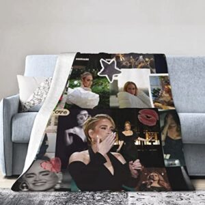 adele adkins throw blanket soft blanket lightweight cozy flannel blanket collage for living room couch sofa personalized adele adkins merch fans gift 60x50 in