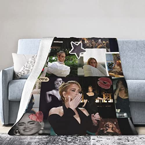 Adele Adkins Throw Blanket Soft Blanket Lightweight Cozy Flannel Blanket Collage for Living Room Couch Sofa Personalized Adele Adkins Merch Fans Gift 60x50 in