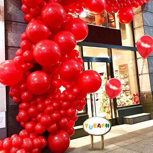 YUEARN Red Balloons, 132PCS Red Balloon Garland Kit, 18/12/10/5IN Different Size Pack, Balloon Arch Kit for Birthday Party/Baby Shower/Wedding Decor (Red, 18/12/10/5-in)