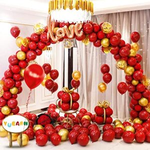 YUEARN Red Balloons, 132PCS Red Balloon Garland Kit, 18/12/10/5IN Different Size Pack, Balloon Arch Kit for Birthday Party/Baby Shower/Wedding Decor (Red, 18/12/10/5-in)