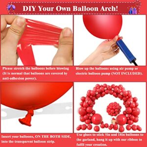 YUEARN Red Balloons, 132PCS Red Balloon Garland Kit, 18/12/10/5IN Different Size Pack, Balloon Arch Kit for Birthday Party/Baby Shower/Wedding Decor (Red, 18/12/10/5-in)