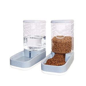 darrengoing automatic pets feeder and water dispenser set, gravity food feeder and water dispenser with food bowl, automatic cat water dispenser for small middle pets cats dogs (3.8l)