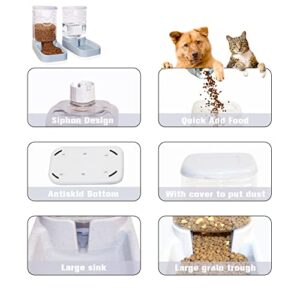 Darrengoing Automatic Pets Feeder and Water Dispenser Set, Gravity Food Feeder and Water Dispenser with Food Bowl, Automatic Cat Water Dispenser for Small Middle Pets Cats Dogs (3.8L)