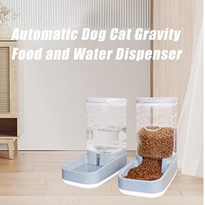 Darrengoing Automatic Pets Feeder and Water Dispenser Set, Gravity Food Feeder and Water Dispenser with Food Bowl, Automatic Cat Water Dispenser for Small Middle Pets Cats Dogs (3.8L)