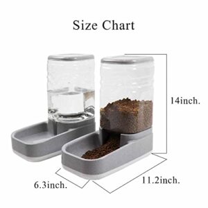 Darrengoing Automatic Pets Feeder and Water Dispenser Set, Gravity Food Feeder and Water Dispenser with Food Bowl, Automatic Cat Water Dispenser for Small Middle Pets Cats Dogs (3.8L)