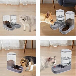 Darrengoing Automatic Pets Feeder and Water Dispenser Set, Gravity Food Feeder and Water Dispenser with Food Bowl, Automatic Cat Water Dispenser for Small Middle Pets Cats Dogs (3.8L)