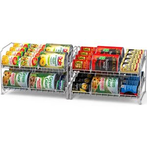 2 Pack SimpleHouseware 2 Tier Can Rack, Silver