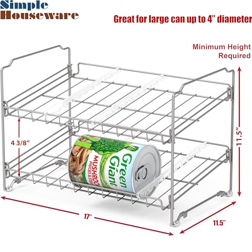 2 Pack SimpleHouseware 2 Tier Can Rack, Silver