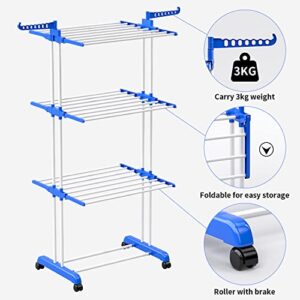 Large Clothes Drying Rack, 4-Tier Clothes Drying Rack with 67H x 19W x 30L Inches, Movable Clothes Drying Rack with Casters for Indoor/Outdoor for Drying Clothes, Bed Covers, Shoes, Sofa Covers etc