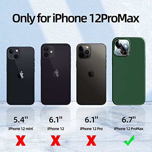 Dssairo [5 in 1 for iPhone 12 Pro Max Case 6.7 inch, with 2 Pack Screen Protector + 2 Pack Camera Lens Protector, Liquid Silicone Ultra Slim Shockproof Protective Phone Case (Alpine Green)