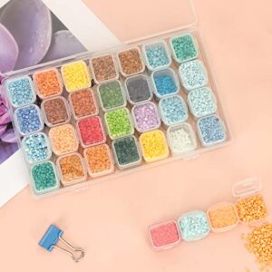 Quefe 168 Slots Diamond Painting Storage Containers, 6pcs 28 Grids Clear Diamond Painting Accessories and Tools Boxes Bead Organizers Diamond Art Embroidery Storage with Label Stickers