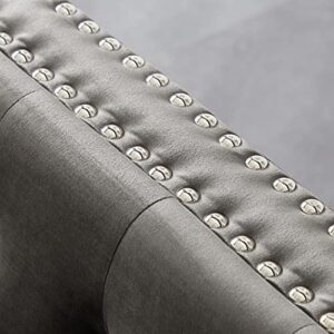 Fulocseny Velvet Upholstered Loveseat Sofa,59.4" Jeweled Buttons Tufted Square Arm Couch,Modern Couch Button and Metal Legs,Sofa Couch with 2 Pillows for Bedroom (Grey+Velvet, 59.4 L*32.3 W*29.1 H)