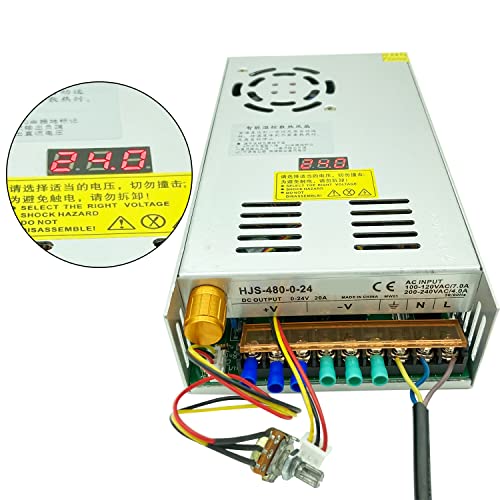 Lianshi Transformer AC-DC 0-24V Adjustable 20A480W Voltage Digital Display DC Regulated Switching Power Supply Adapt to DC Speed Control Motor, LED Equipment, 3D Printer System