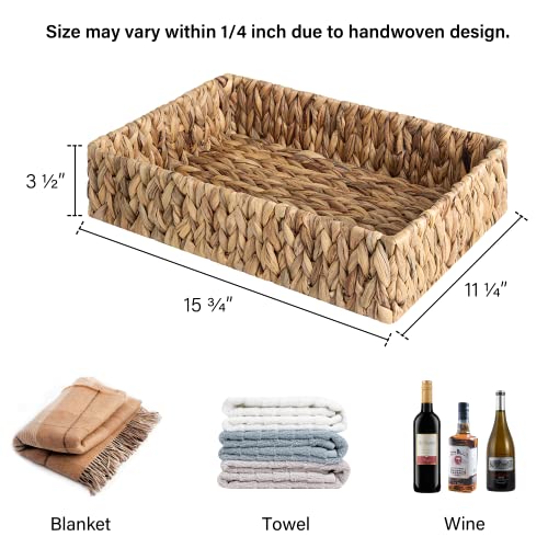 StorageWorks Large Toilet Basket Tank Topper, Toilet Paper Basket for Bathroom, Water Hyacinth Storage Basket for Toilet Tank Top, Shelf, Handwoven Bathroom Wicker Basket, Natural, 2 Pack