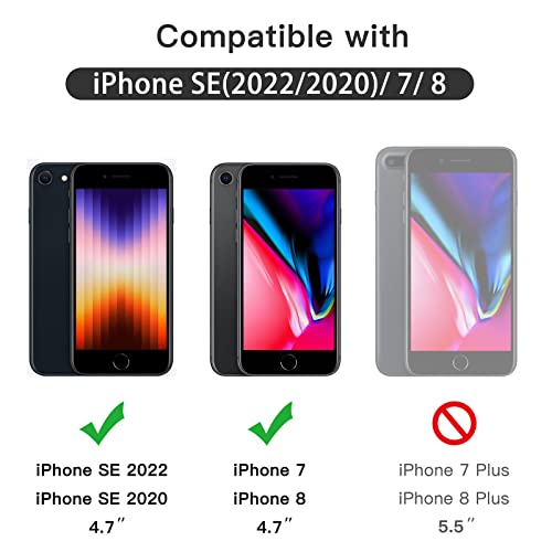 JETech Full Coverage Screen Protector for iPhone SE 3 (2022)/SE 2 (2020)/8/7 4.7-Inch, Black Edge Tempered Glass Film with Easy Installation Tool, Case-Friendly, HD Clear, 3-Pack (Black)