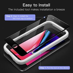 JETech Full Coverage Screen Protector for iPhone SE 3 (2022)/SE 2 (2020)/8/7 4.7-Inch, Black Edge Tempered Glass Film with Easy Installation Tool, Case-Friendly, HD Clear, 3-Pack (Black)