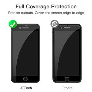 JETech Full Coverage Screen Protector for iPhone SE 3 (2022)/SE 2 (2020)/8/7 4.7-Inch, Black Edge Tempered Glass Film with Easy Installation Tool, Case-Friendly, HD Clear, 3-Pack (Black)