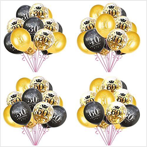 Gold and Black 90th Birthday Balloons Decorations 30Pcs 90th Happy Birthday Confetti Latex Balloons Decorations for Men Women 90th Birthday Anniversary Decorations 12 inch