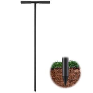 soil probe rod, 48inch adjustable ground rod with t-handle - metal soil probe for plumbing tool, locating septic tank, landscaping garden tool