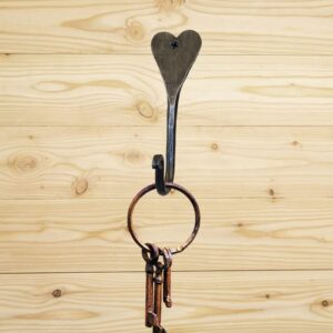 Hand Forged Heart Shape Metal Wall Hooks Wrought Iron Blacksmith Vintage Wall Hook Handmade Wall Mounted Rustic Hooks for Office and Home Classic Look Black Antique Finish Wall Hooks by Living Ideas