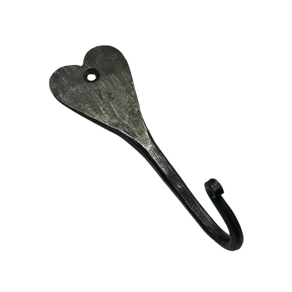 Hand Forged Heart Shape Metal Wall Hooks Wrought Iron Blacksmith Vintage Wall Hook Handmade Wall Mounted Rustic Hooks for Office and Home Classic Look Black Antique Finish Wall Hooks by Living Ideas