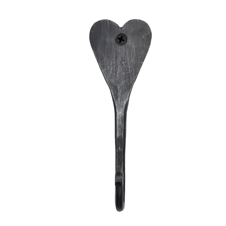 Hand Forged Heart Shape Metal Wall Hooks Wrought Iron Blacksmith Vintage Wall Hook Handmade Wall Mounted Rustic Hooks for Office and Home Classic Look Black Antique Finish Wall Hooks by Living Ideas