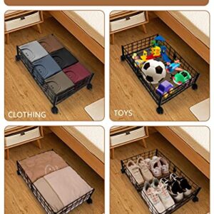 Under Bed Storage with Wheels, Underbed Storage Containers, Foldable Bedroom Storage and Organization with Handles, Underbed Storage Drawer for Shoes, Clothes, Toys, Blankets and Bedding (2 Pack, Black)