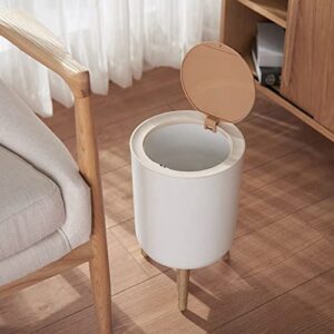 Nordic Style Trash Can,Push Top Garbage Bin with Lid,White Top Spring Waste Basket,Dog Proof Trash can，Plastic Trash Bin Suitable for Kitchen,Bathroom,Bedroom,Living Room,Office,Outdoor