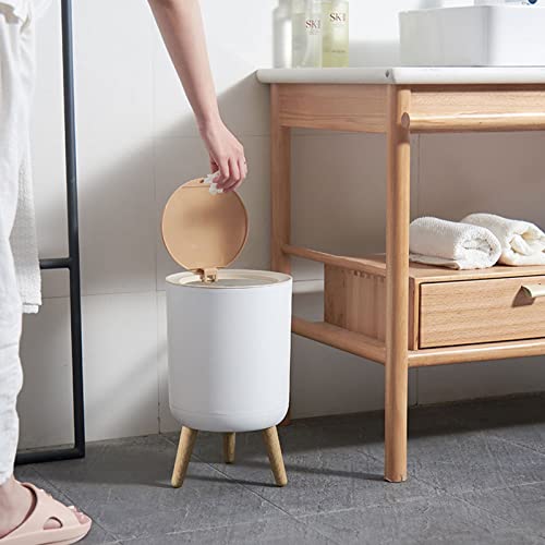 Nordic Style Trash Can,Push Top Garbage Bin with Lid,White Top Spring Waste Basket,Dog Proof Trash can，Plastic Trash Bin Suitable for Kitchen,Bathroom,Bedroom,Living Room,Office,Outdoor