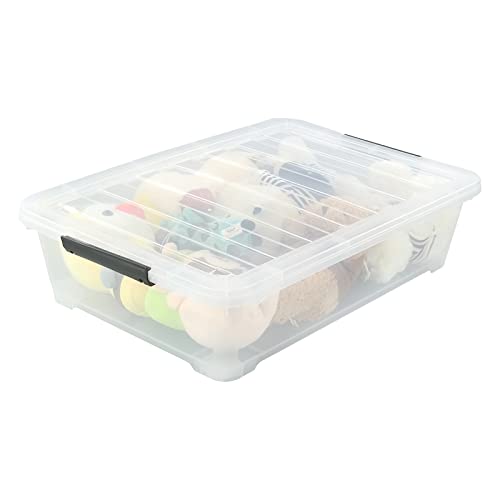 Zerdyne 3-Pack Under Bed Plastic Storage Box, Wheels Under Bed Storage Box with Lids, 40 L