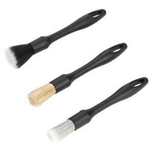 cobee car detailing brush set, 3 pcs car interior detailing brushes natural boars hair detail brush auto ultra-soft detail cleaning brush tool for interior/exterior automotive trim wheel rim engine