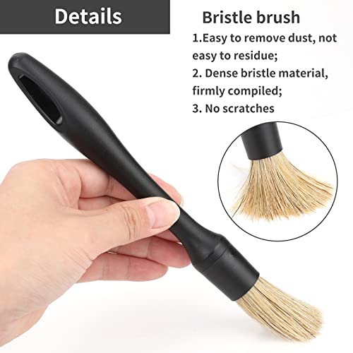 Cobee Car Detailing Brush Set, 3 Pcs Car Interior Detailing Brushes Natural Boars Hair Detail Brush Auto Ultra-Soft Detail Cleaning Brush Tool for Interior/Exterior Automotive Trim Wheel Rim Engine